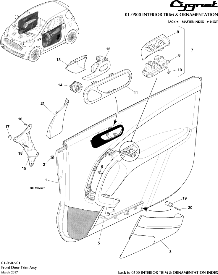 Cygnet Front Door Trim Assembly