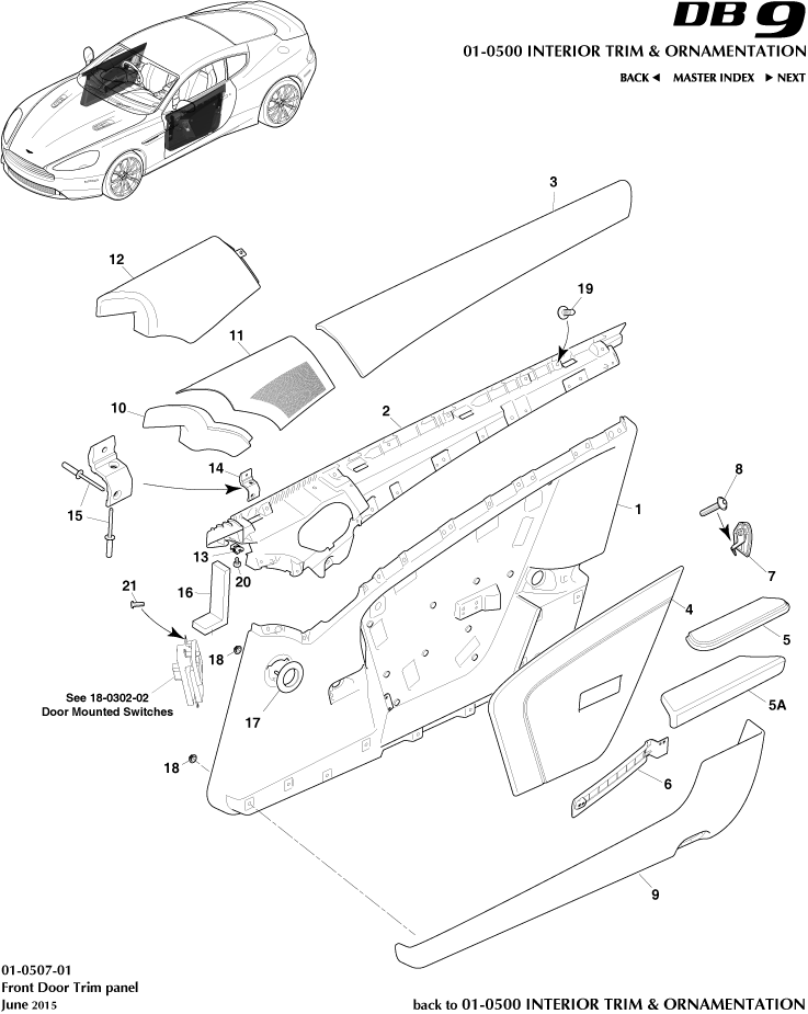Later DB9 Front Door Trim Panel