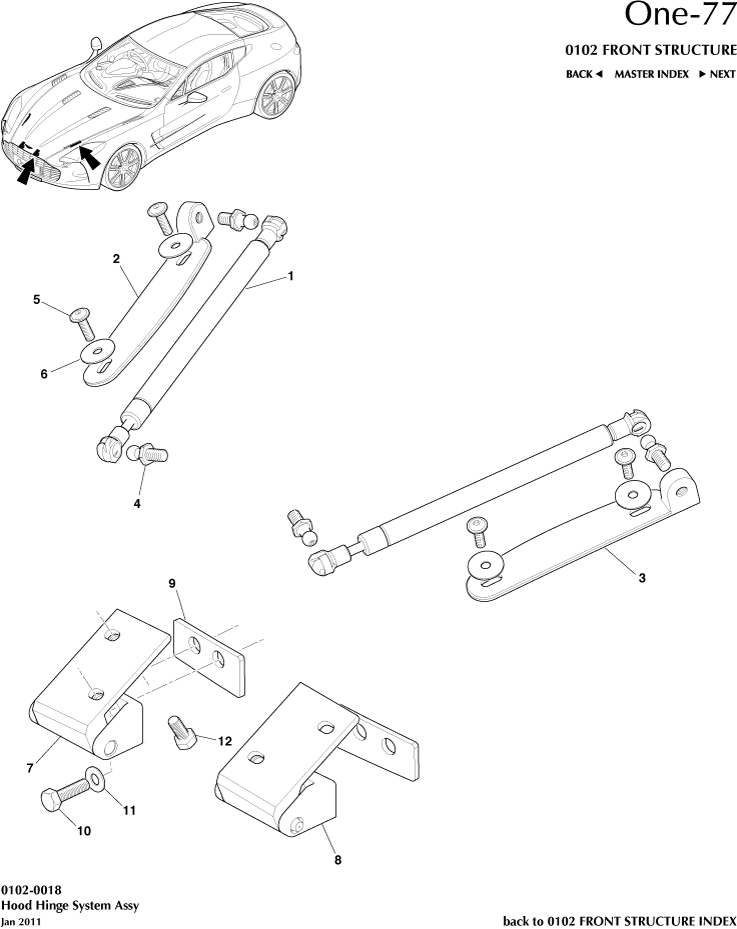 One-77 Hood Hinge System Assembly - Aston Store