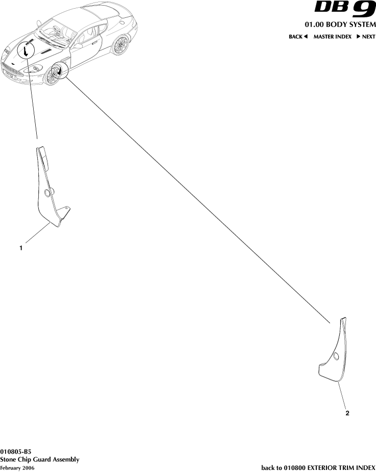Early DB9 Stone Chip Guard Assembly