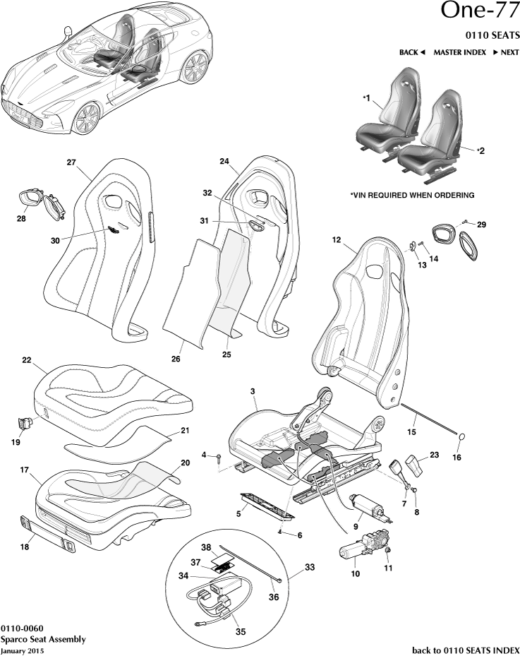 One-77 Sparco Seat Assembly - Aston Store