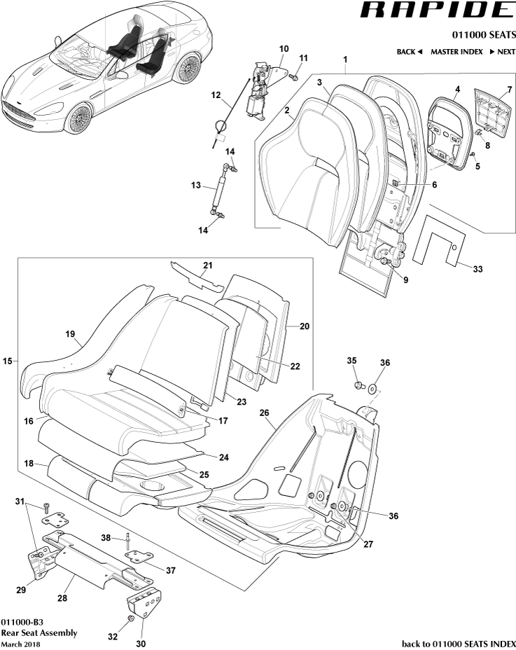 Rapide Rear Seat Assembly