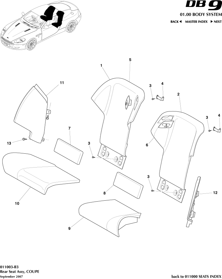 Early DB9 Coupe Rear Seat Assembly | Aston Store