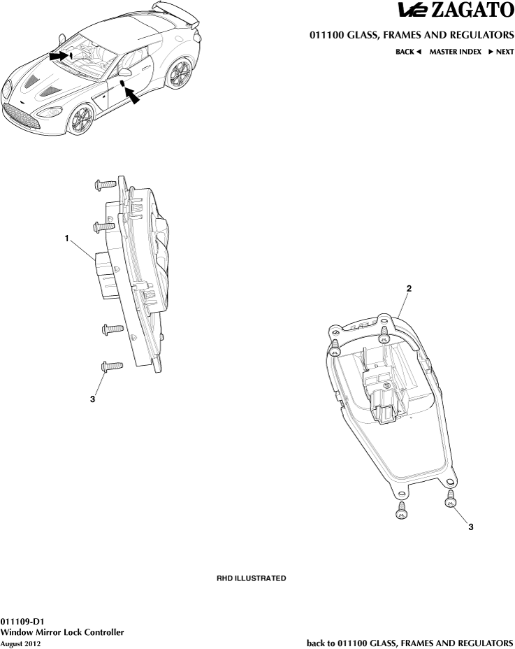 V12 zagato Window Mirror Lock Controller | Aston Store
