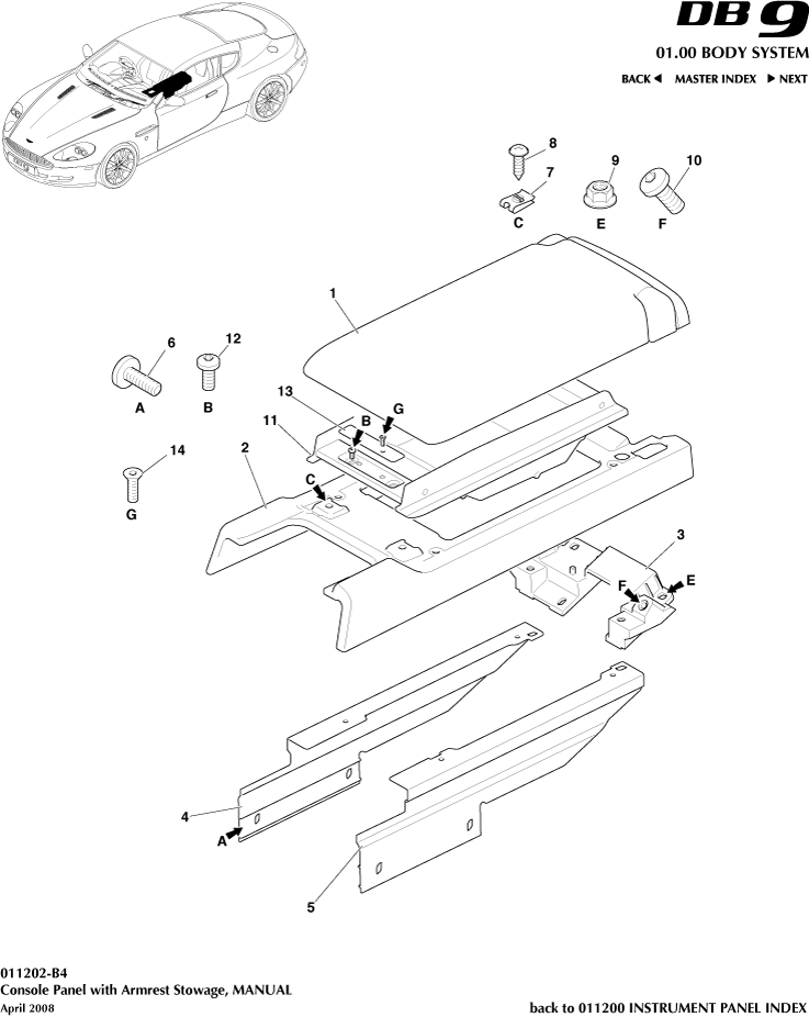 Early DB9 Manual Console Panel | Aston Store