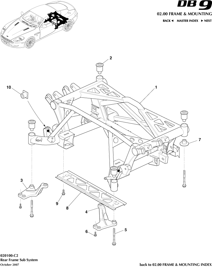 Early DB9 Rear Frame Sub System