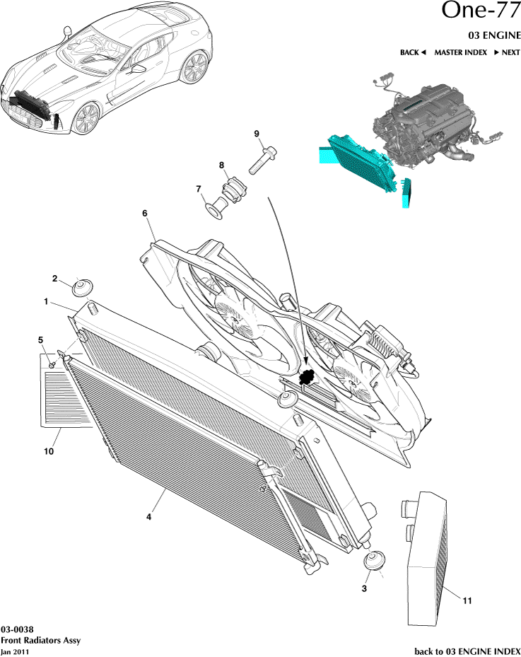 One-77 Front Radiators Assembly - Aston Store
