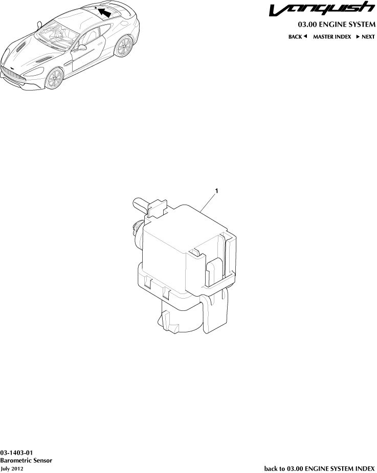 Later DB9 Barometric Sensor Parts
