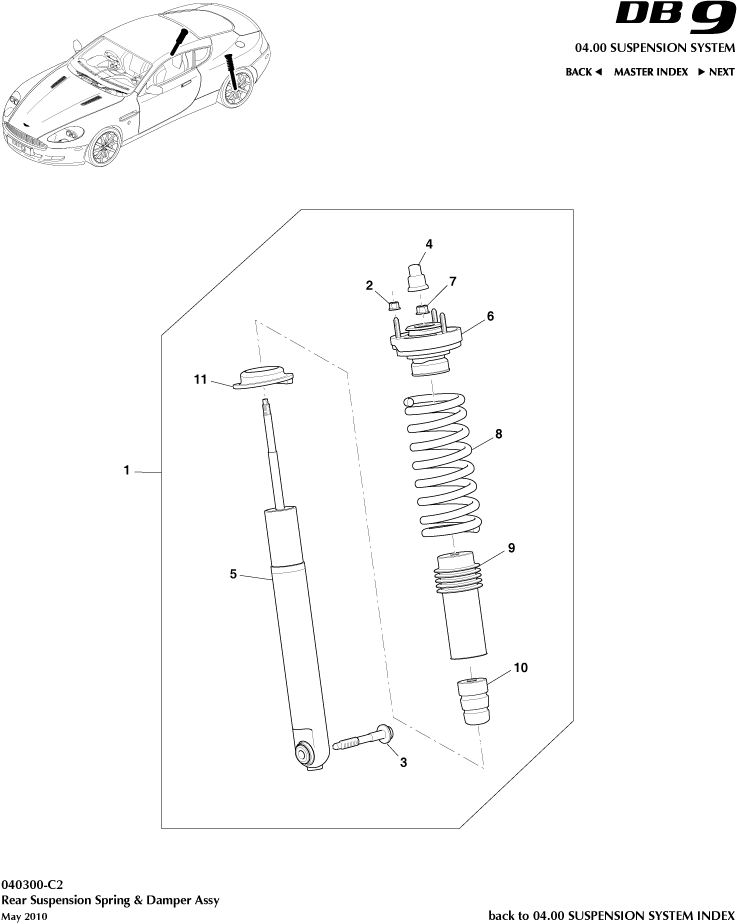 Early DB9 Rear Suspension Spring & Damper