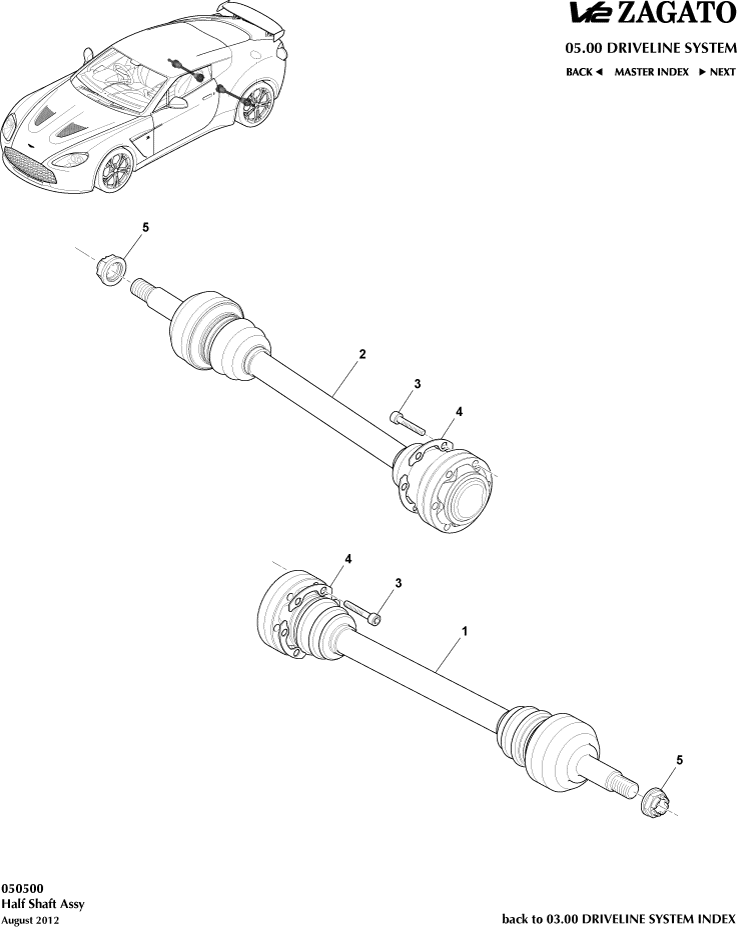 V12 Zagato Half Shaft Assembly