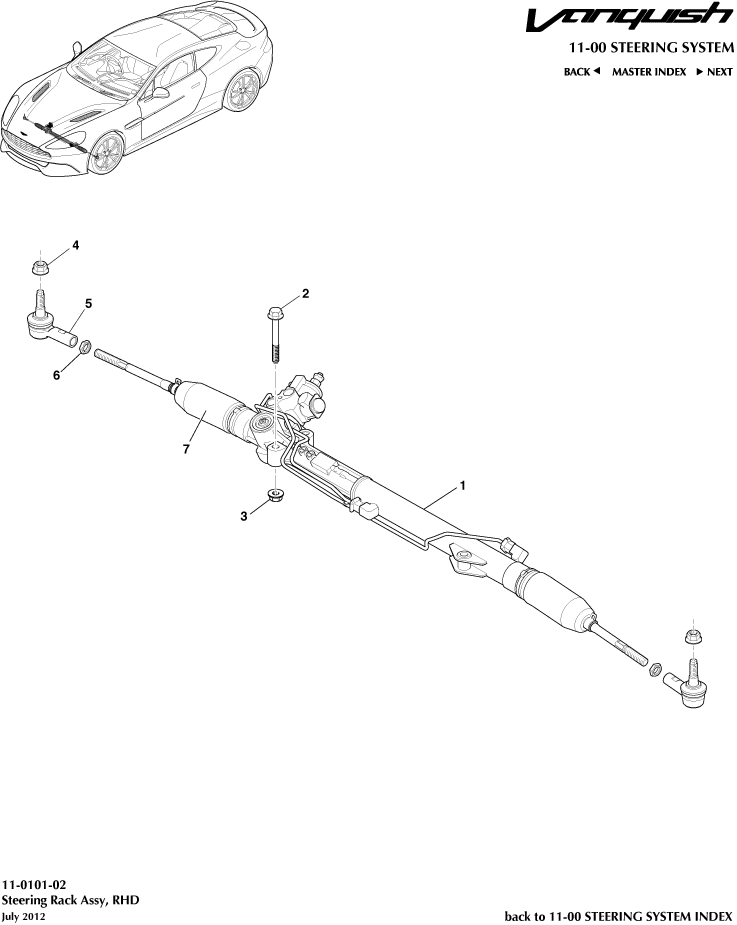 2nd Gen Vanquish RHD Steering Rack Assembly
