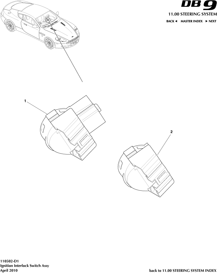 Early DB9 Ignition Switch Assembly