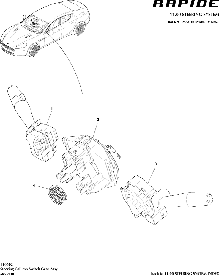 Later DB9 Steering Column Switch Module | Aston Store