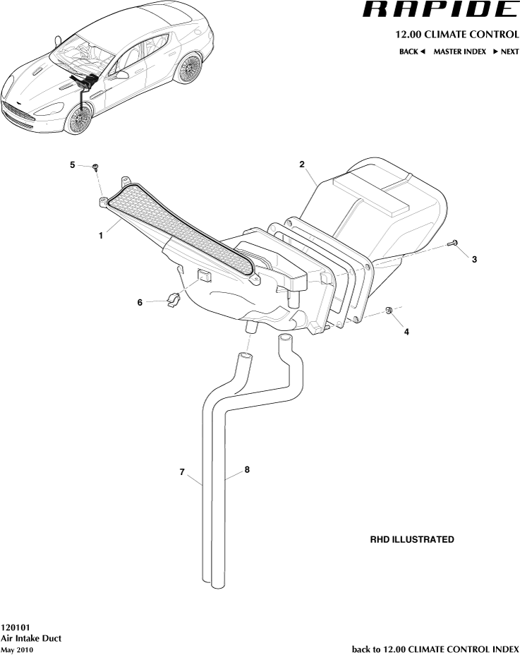 DB9 RHD Air Inlet Duct Assembly
