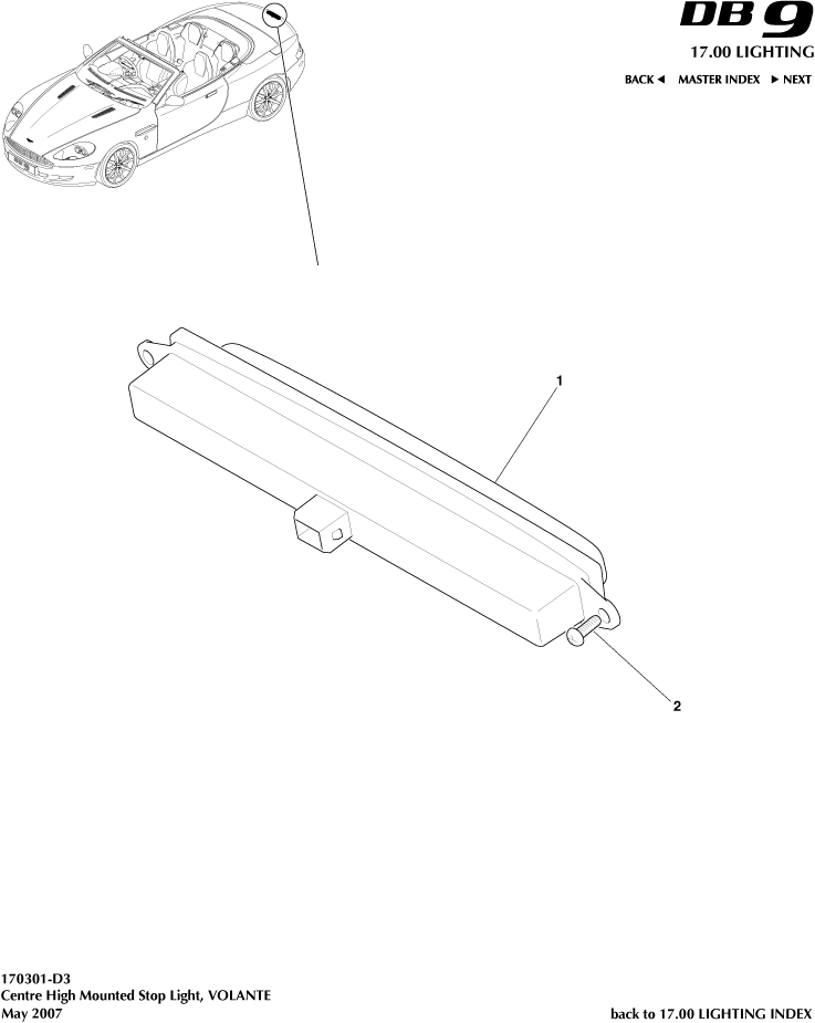 Early DB9 Centre High Mounted Stop Light (Volante) | Aston Store