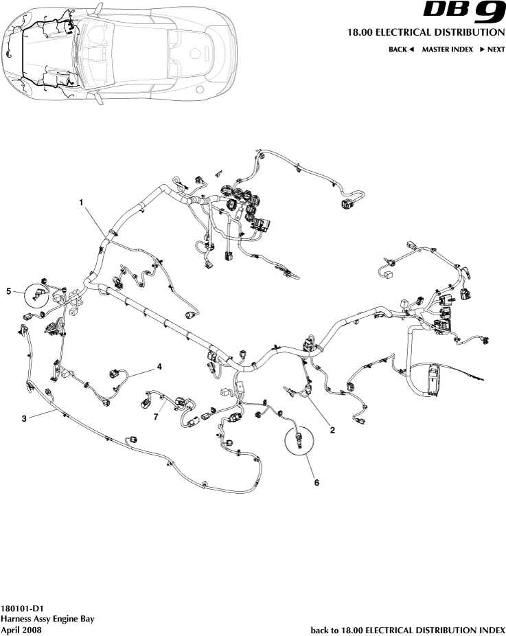 Early DB9 Engine Bay Electrical Wiring Harness