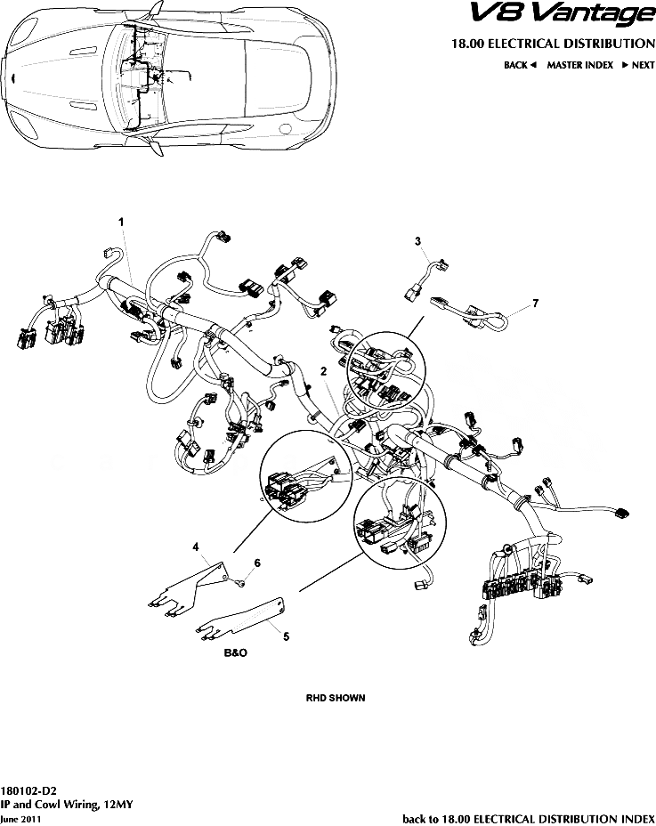 V8 Vantage 2012 Instrument Panel Harness