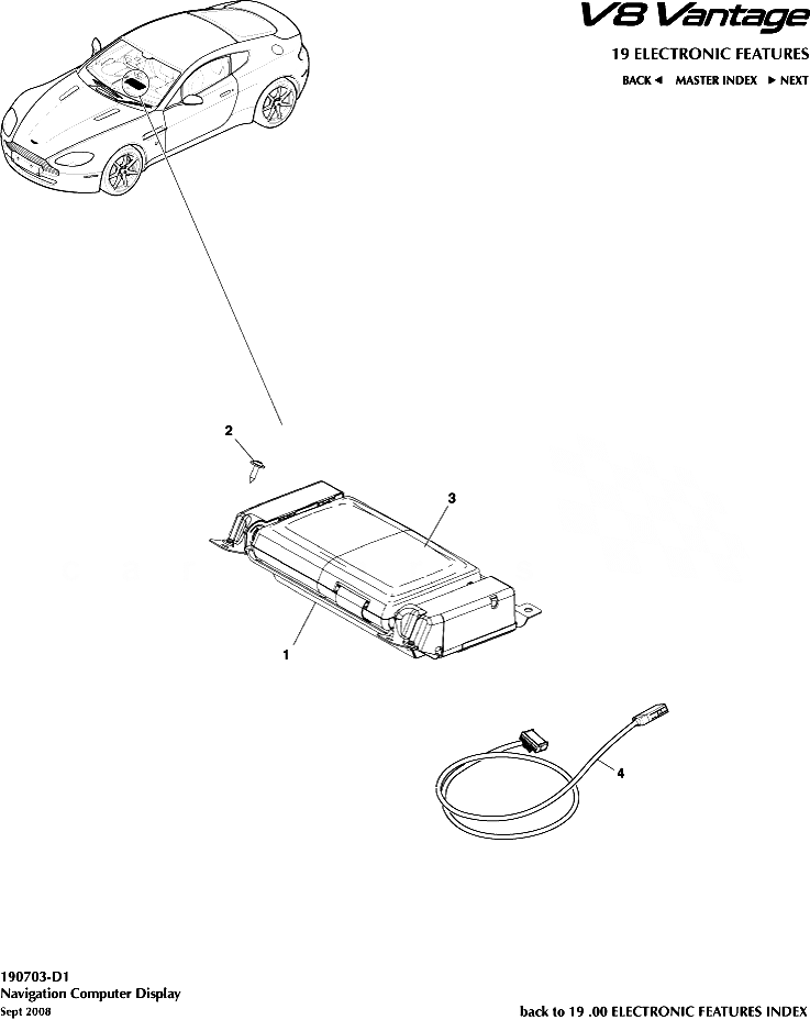 V8 Vantage Sat Navigation Display