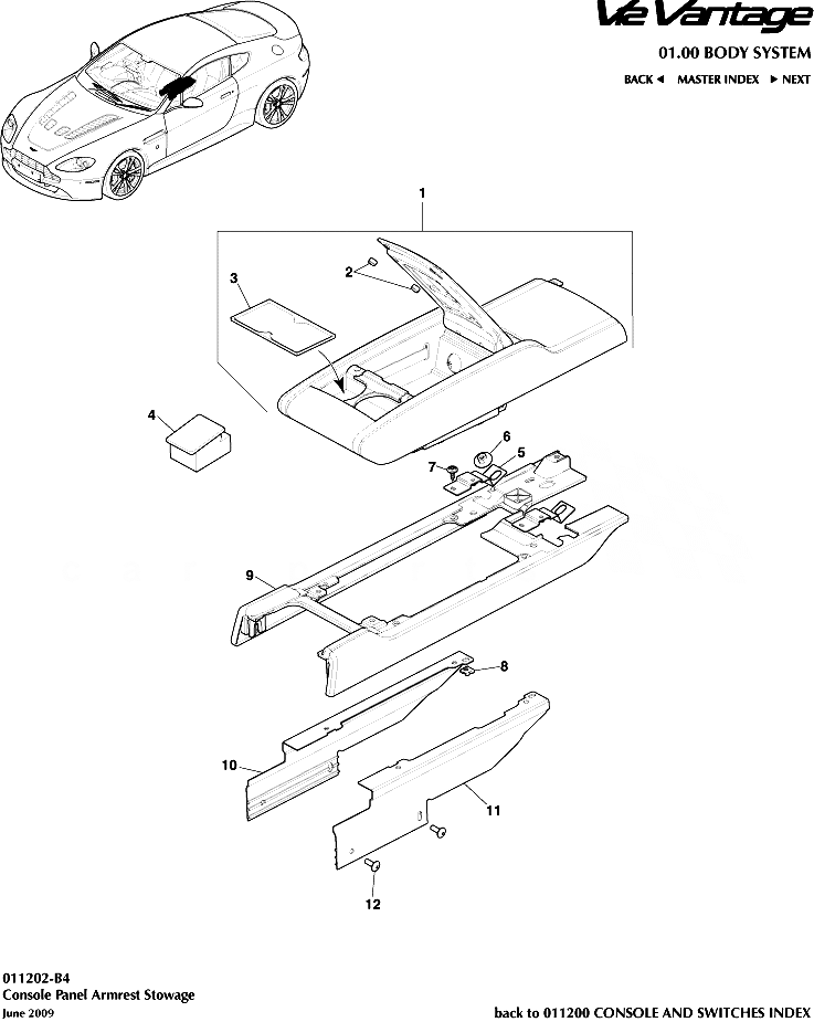 V12 Vantage Centre Console with Armrest