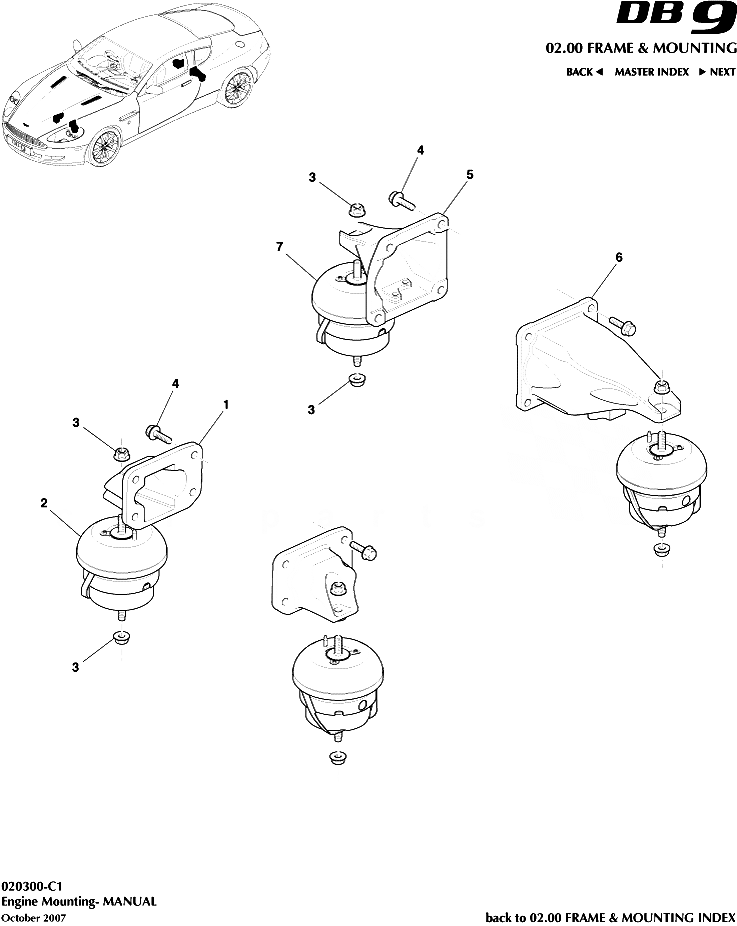 Early DB9 Manual Engine Mounting