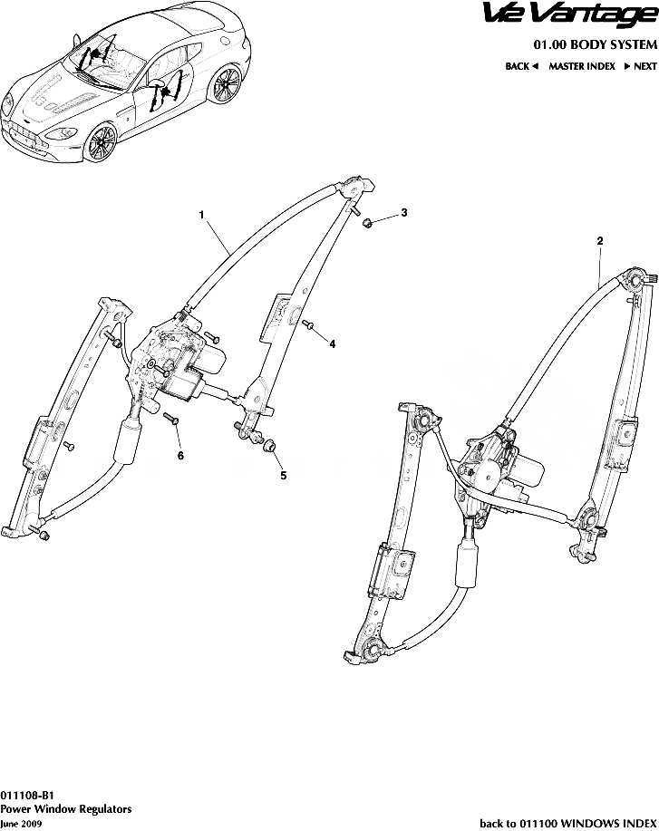 V12 Vantage Door Power Window Regulators