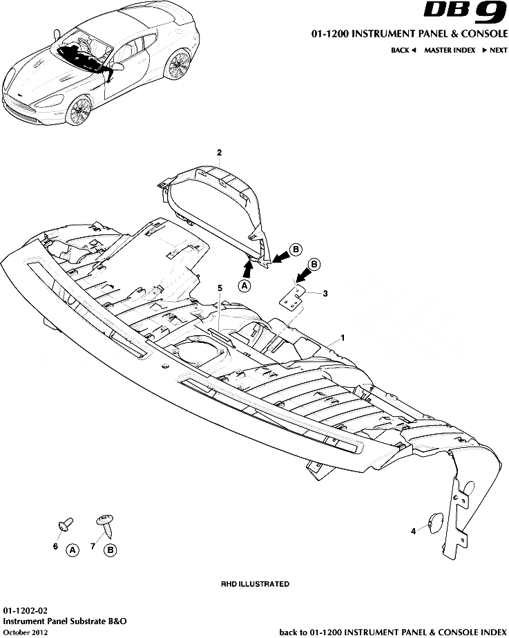 Later DB9 Instrument Panel Substrate
