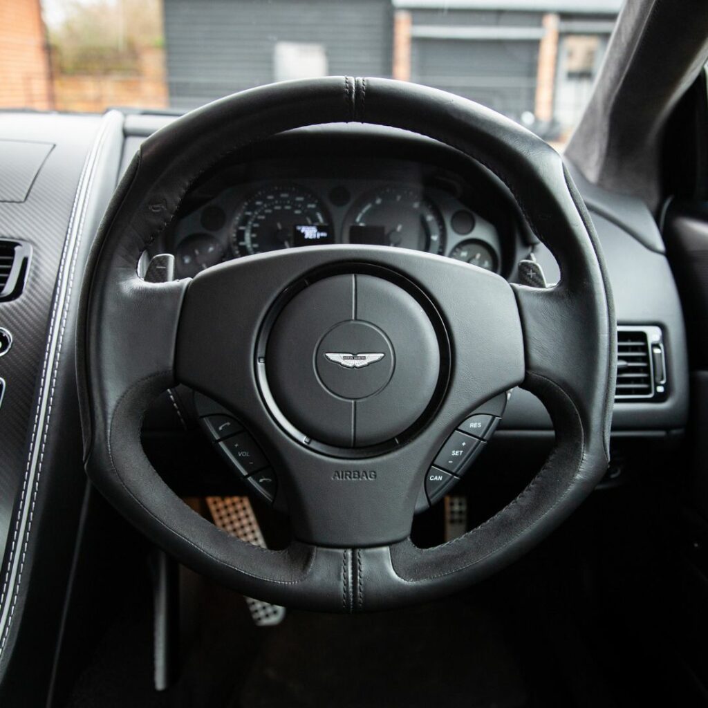 DB9 Plain Black Full Leather Steering Wheel - Aston Store