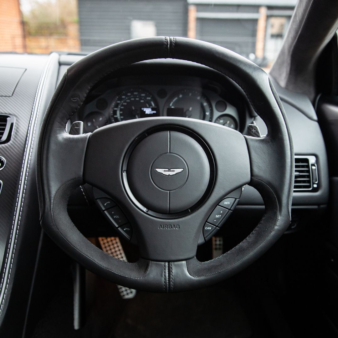 DB9 Plain Black Full Leather Steering Wheel - Aston Store
