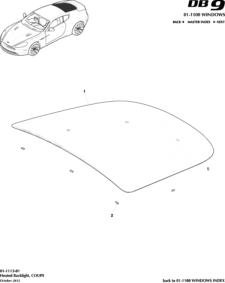 Later DB9 Heated Backlight, COUPE | Aston Store