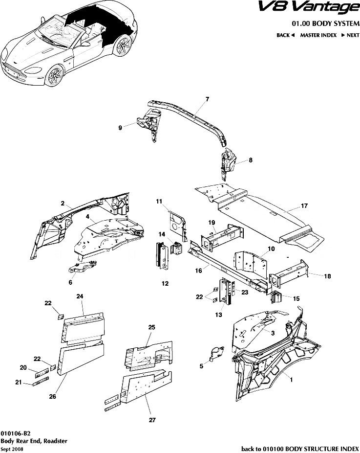 V8 Vantage Body Rear End (Roadster) | Aston Store