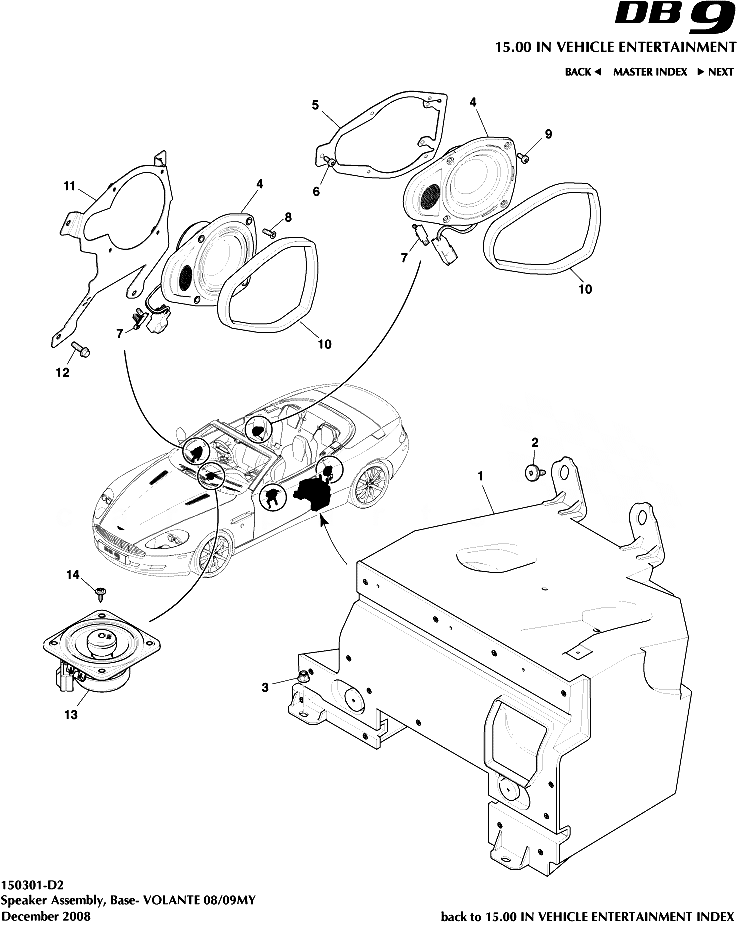 Early DB9 Volante Base Speaker Assembly