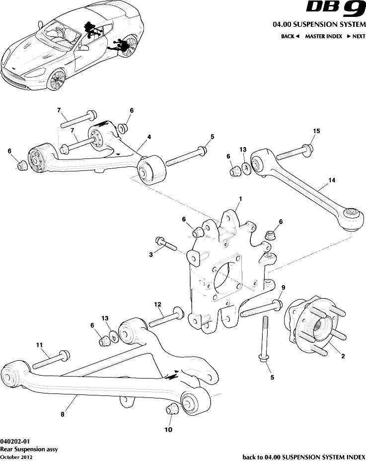 Later DB9 Rear Suspension Assembly Parts