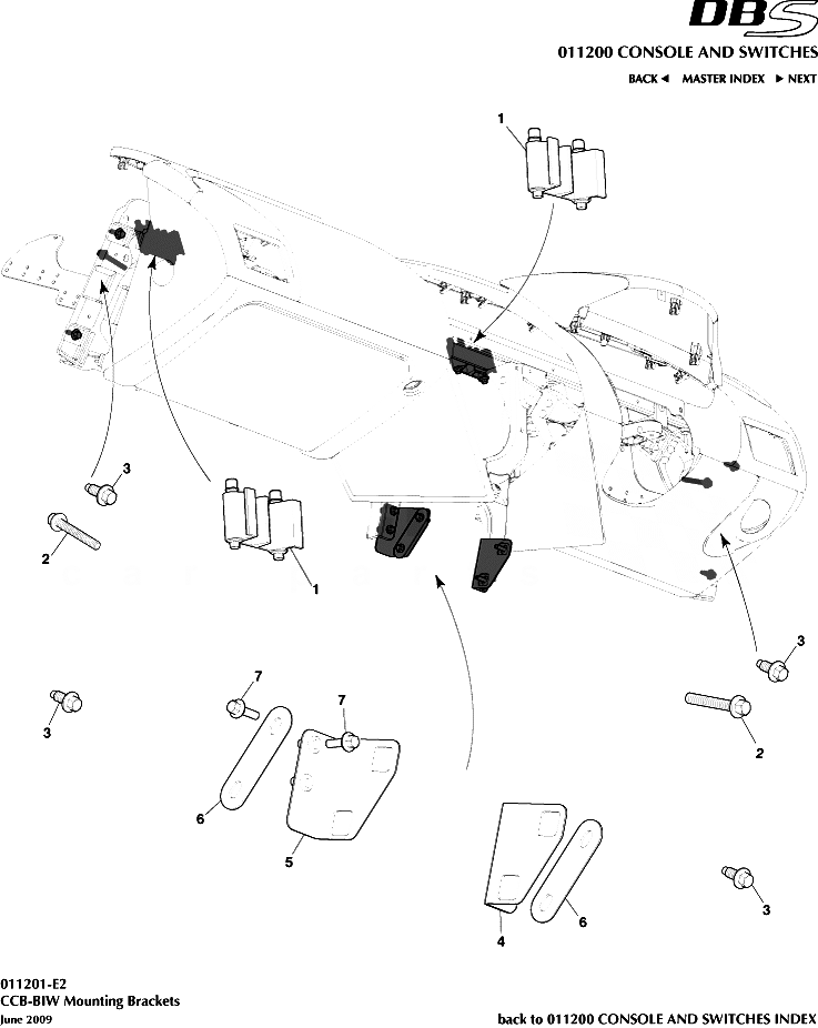 DBS V12 CCB to BIW Mounting Brackets
