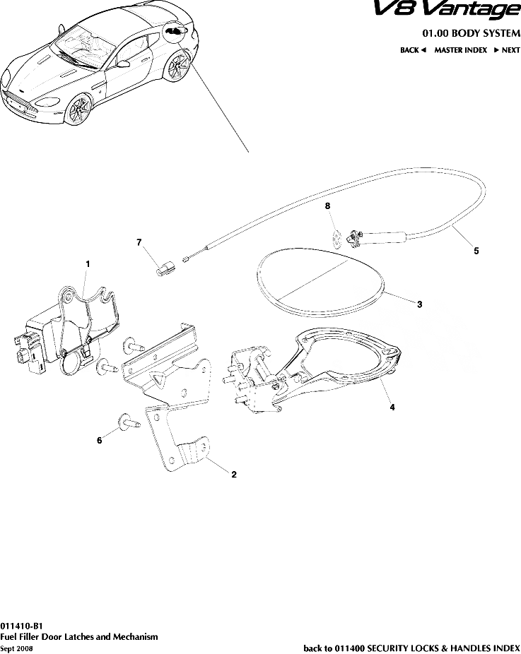 V8 Vantage Fuel Filler Door Latches and Mechanism | Aston Store