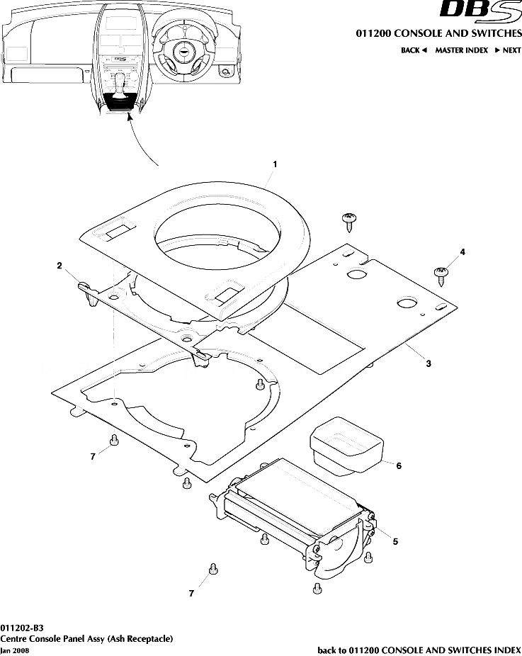 DBS V12 Centre Console Panel Assembly (Ash Receptacle) | Aston Store
