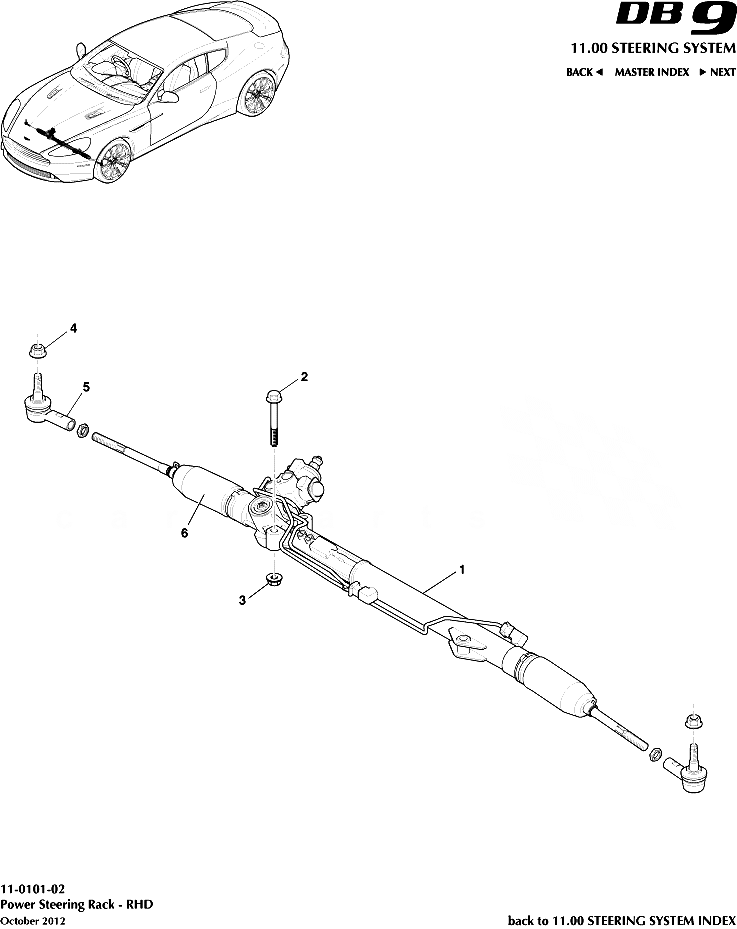 Later DB9 Power Steering Rack - RHD | Aston Store