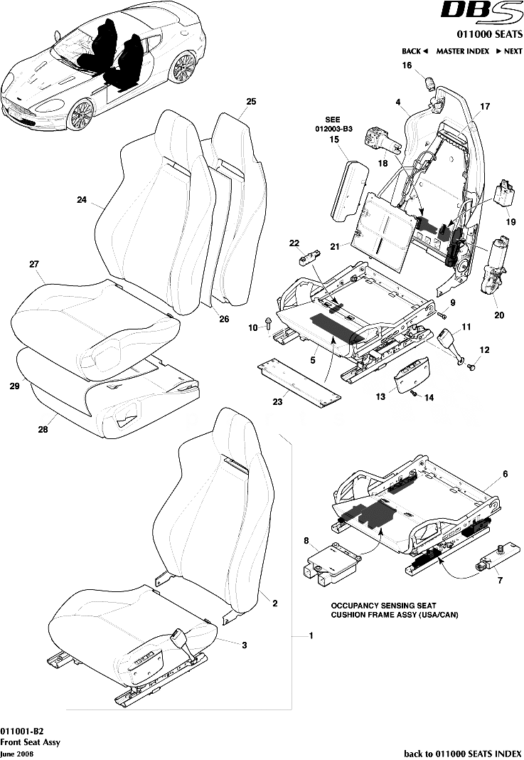 DBS V12 Front Seat Assembly