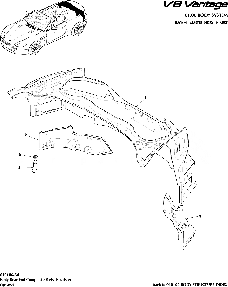 V8 Vantage Body Rear End Composite Parts (Roadster) | Aston Store ...