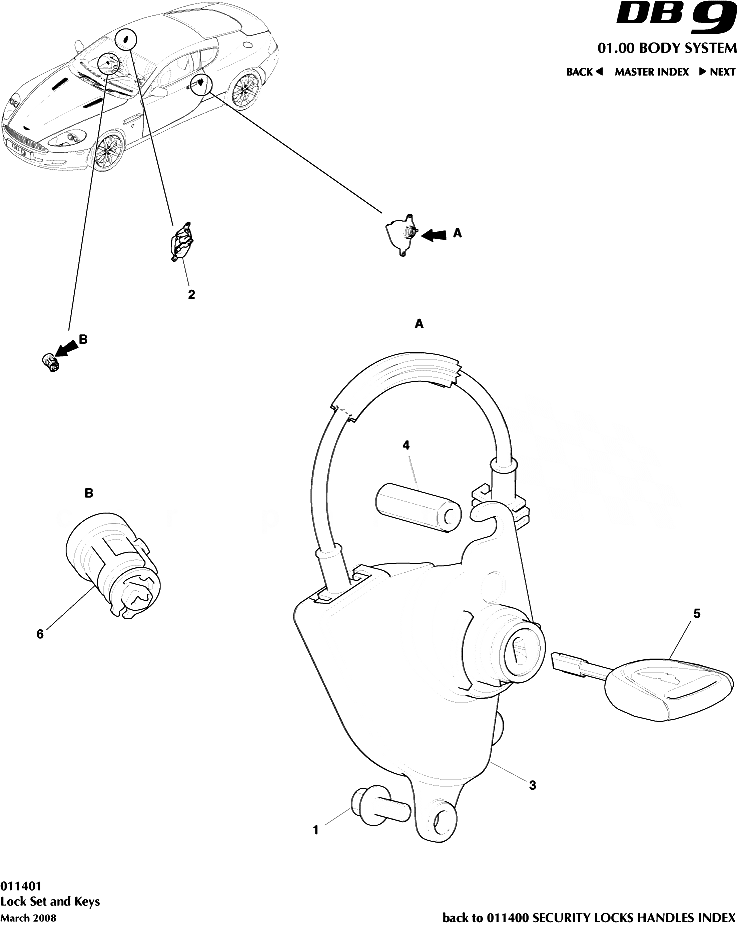 Early DB9 Lock Set and Keys | Aston Martin