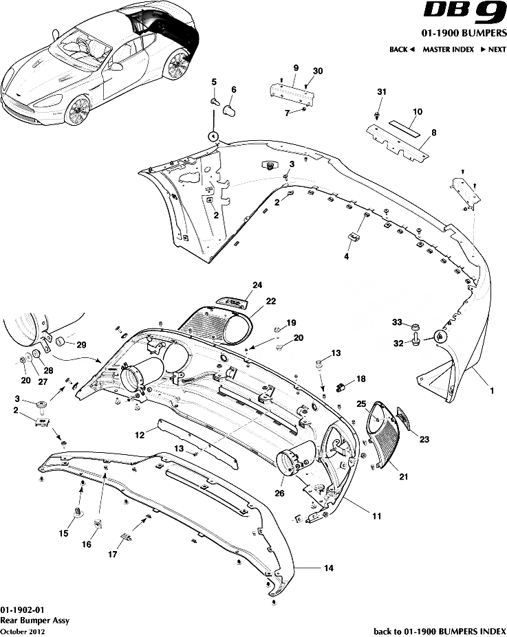 Later DB9 Rear Bumper Assembly