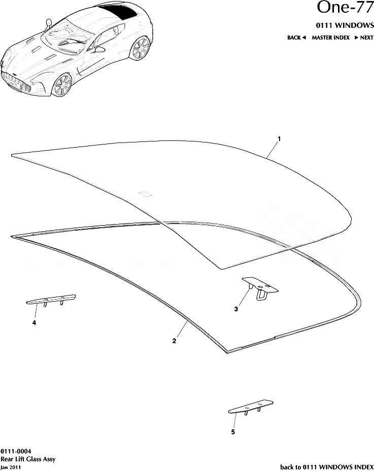 One-77 Rear Lift Glass Assembly - Aston Store