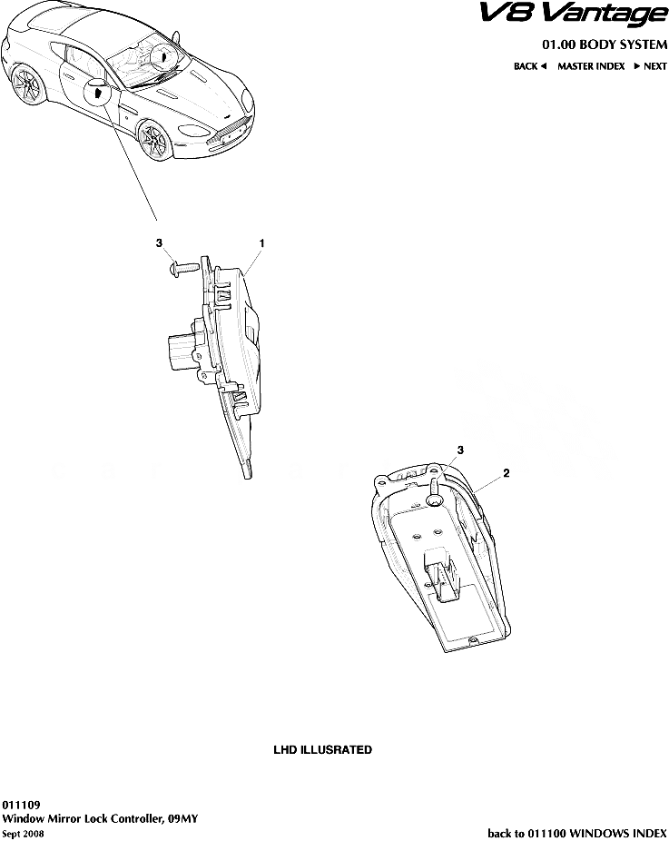 V8 Vantage Window Mirror Lock Controller