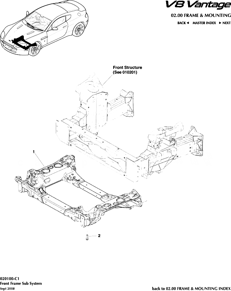 V8 Vantage Front Frame Sub System