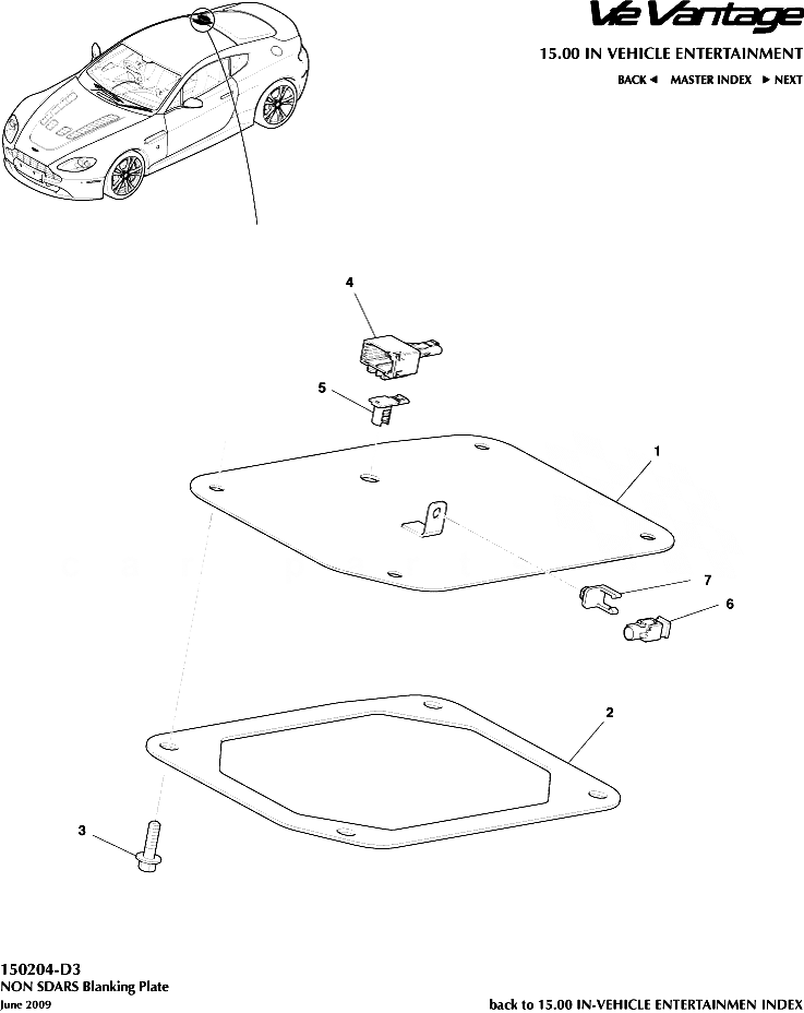 V12 Vantage Coupe NON SDARS Blanking Plate