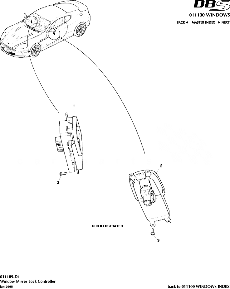 DBS V12 Windows and Mirror Lock Controller