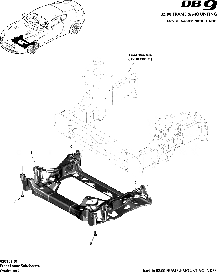 Later DB9 Front Frame Sub-System | Aston Store