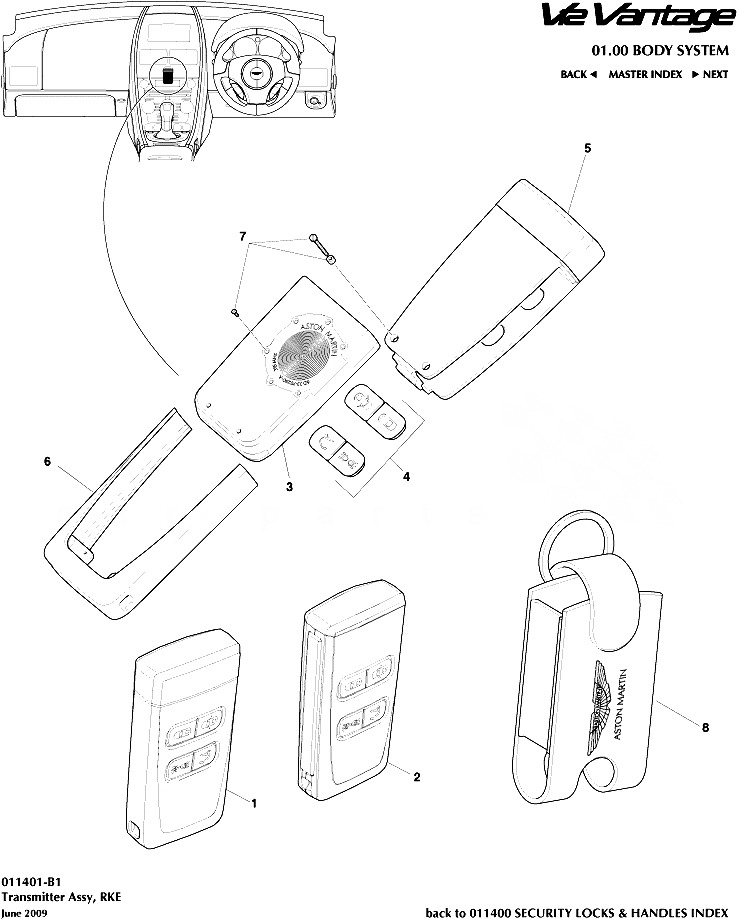 V12 Vantage Remote Key Entry Transmitter