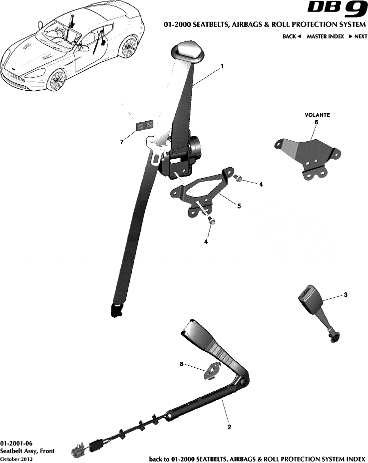 Later DB9 Front Seatbelt Assembly
