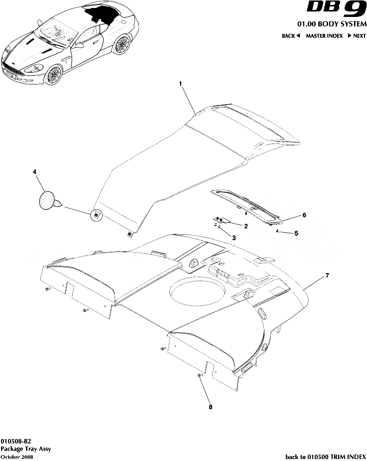 Early DB9 Package Tray Assembly