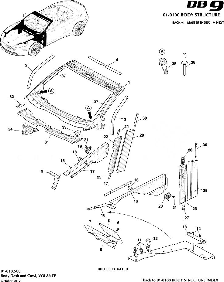 Later DB9 Volante Body Dash and Cowl